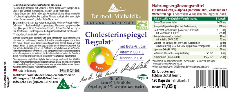 Cholesterol Level Regulat Dr. med. Michalzik - 120 capsules - sodium R ...