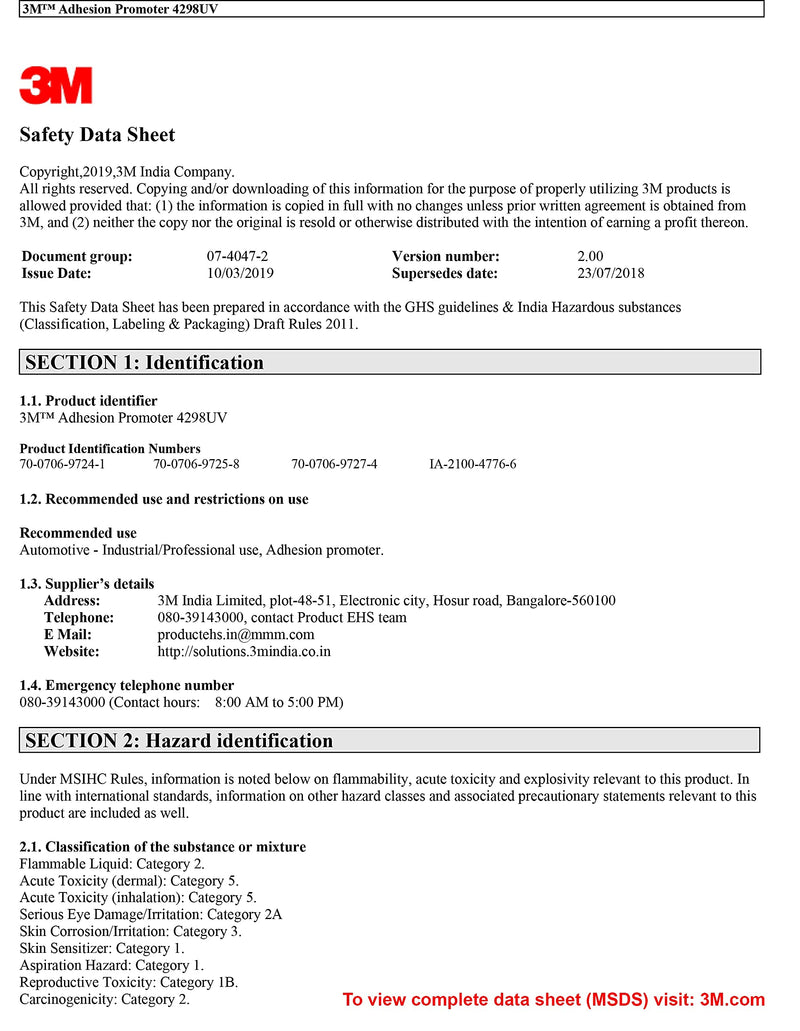 ESI Pen Marker Containing 3M 4298UV Tape Primer Adhesion Promoter .47f ...